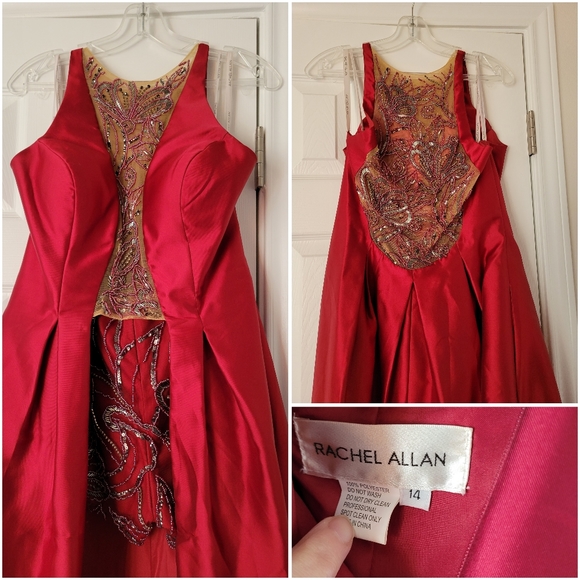 Rachel Allan | Dresses | Rachel Allen Romper With Train Wine Red | Poshmark